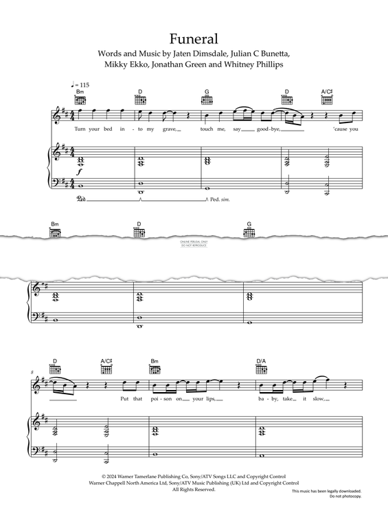 Funeral - sheet music by Teddy Swims - fbd-53758 | notendownload