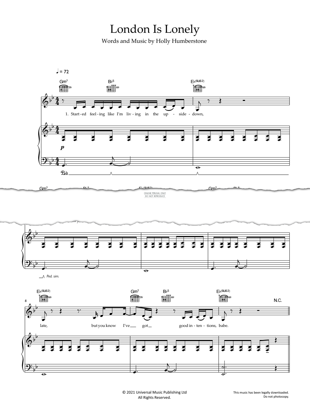 London Is Lonely - Noten von Holly Humberstone - fbd-43695 | notendownload
