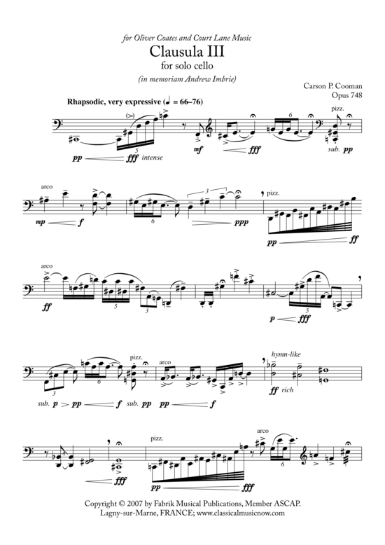 Clausula III - sheet music by Carson P. Cooman - MFCC126 | notendownload