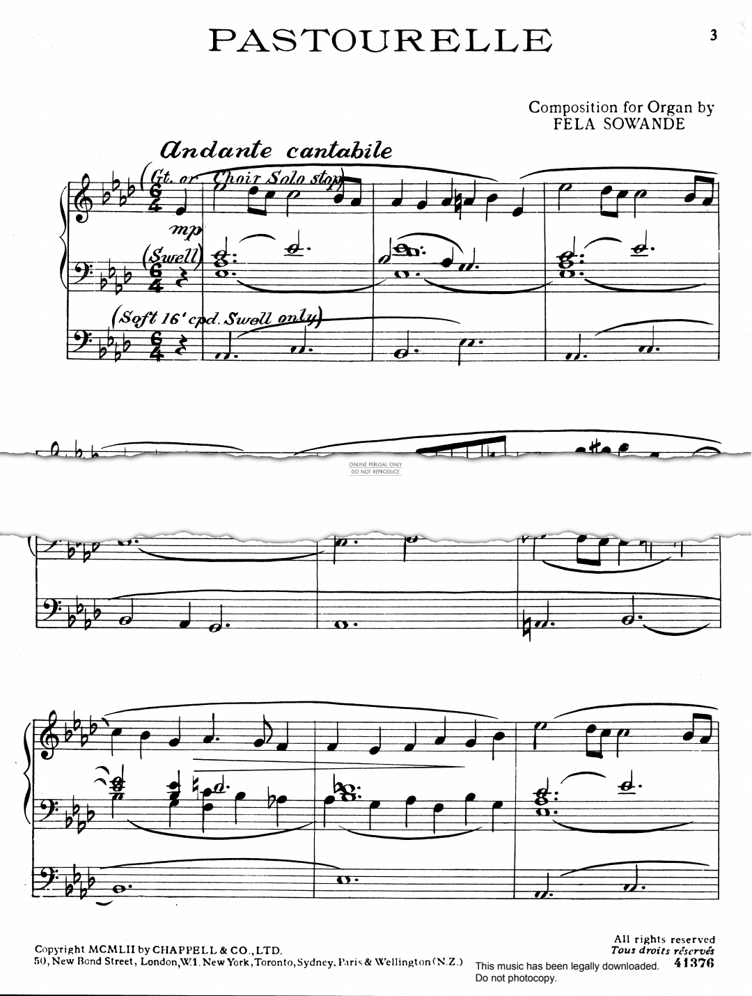 Pastourelle (Fela Sowande) | Noten: Orgel | PDF Download