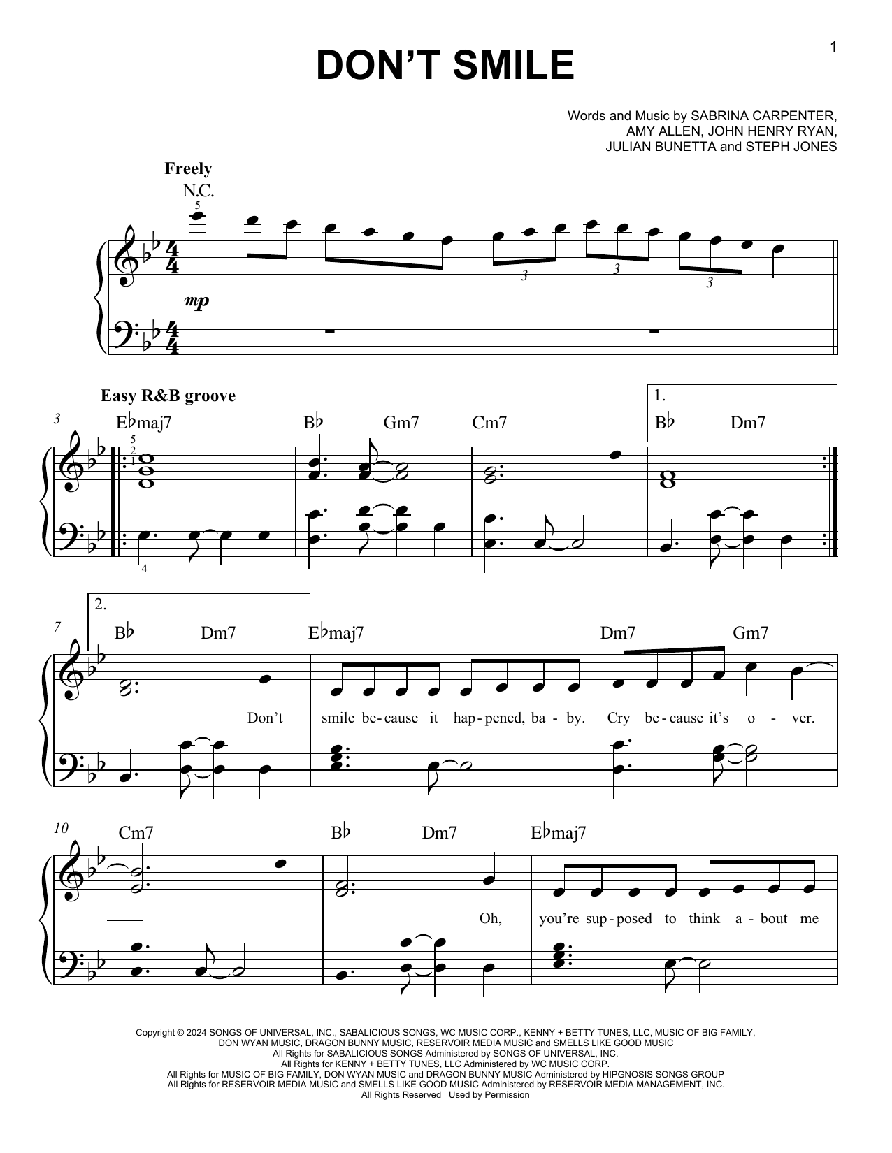 Don't Smile - sheet music by Sabrina Carpenter - smd-1714726 | notendownload