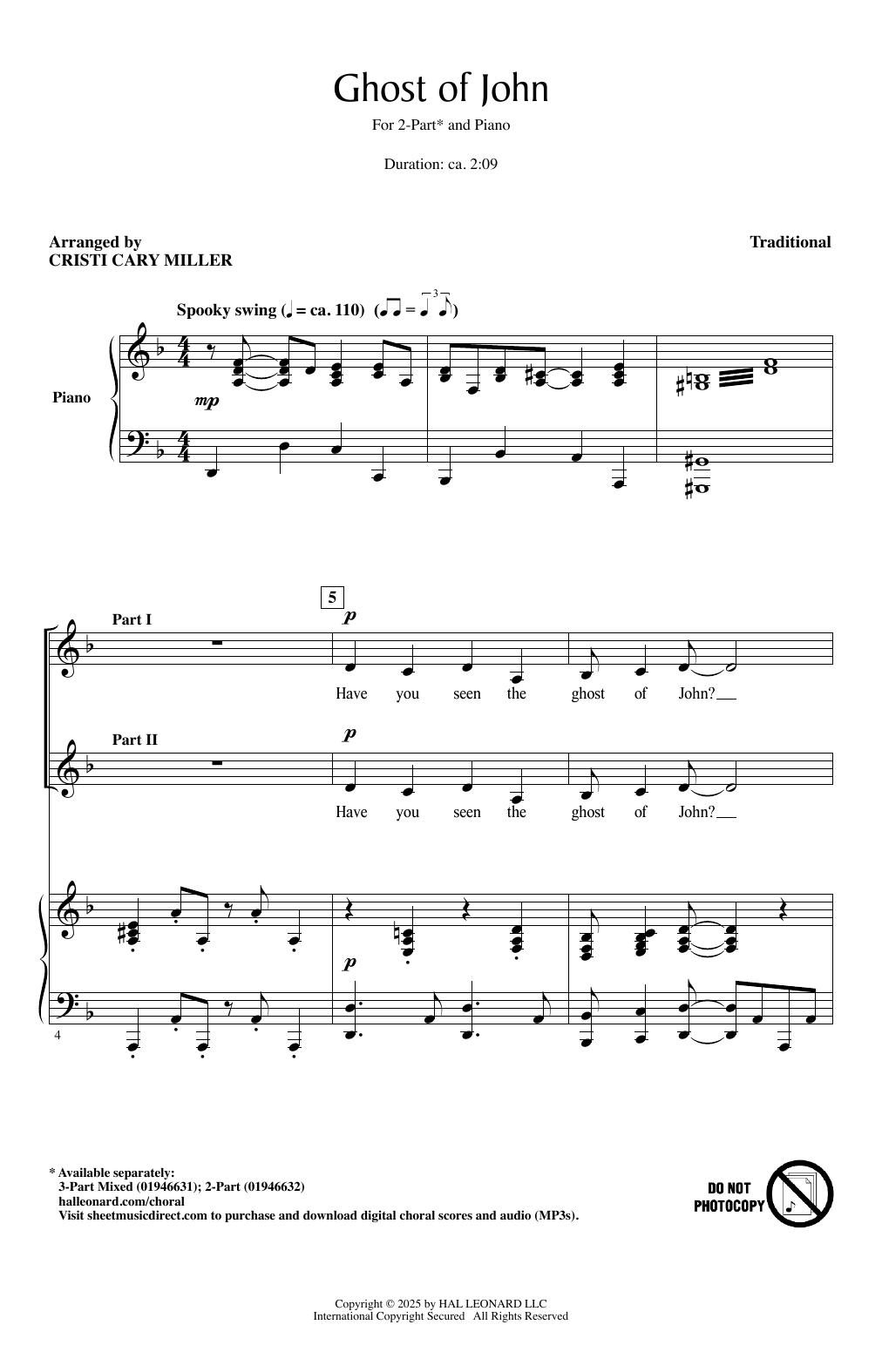 Ghost Of John (arr. Cristi Cary Miller) (Traditional) | Sheet Music: 2 ...