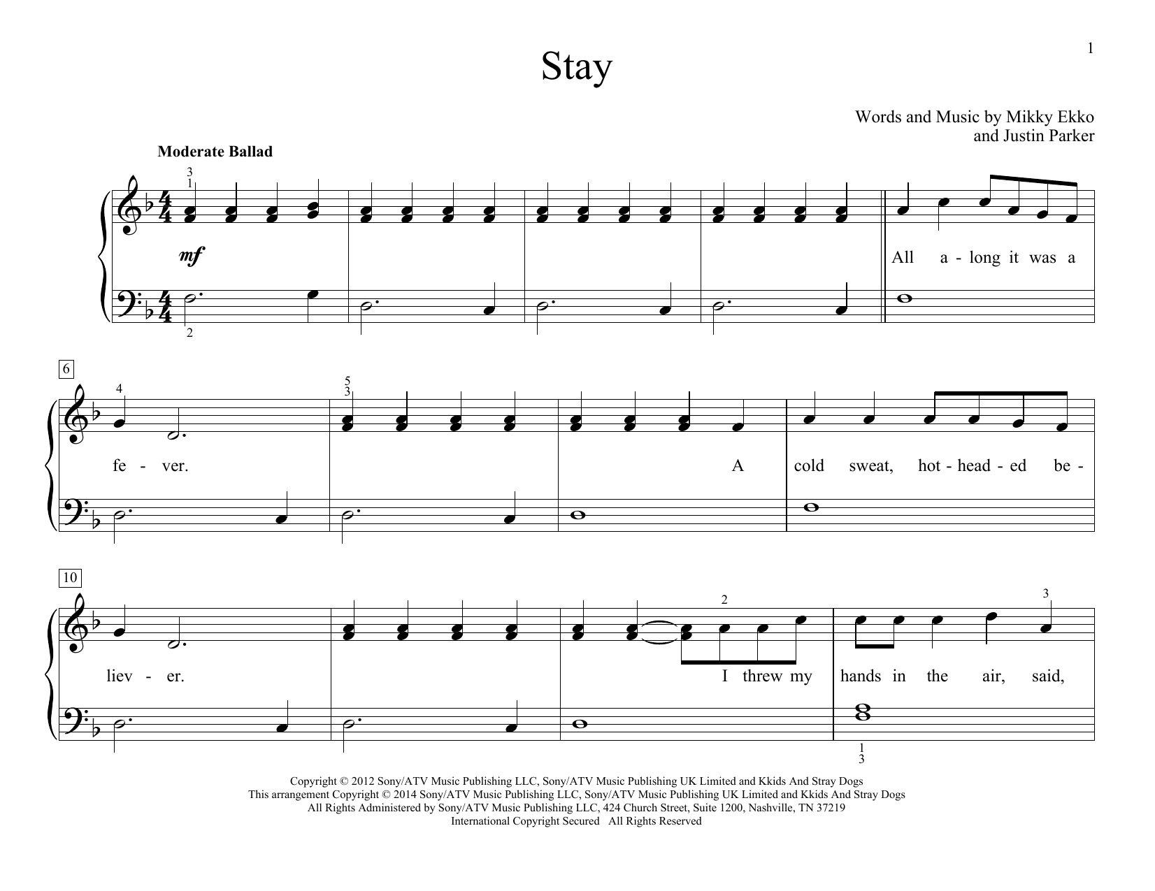 Stay - sheet music by Rihanna - smd-158067 | notendownload