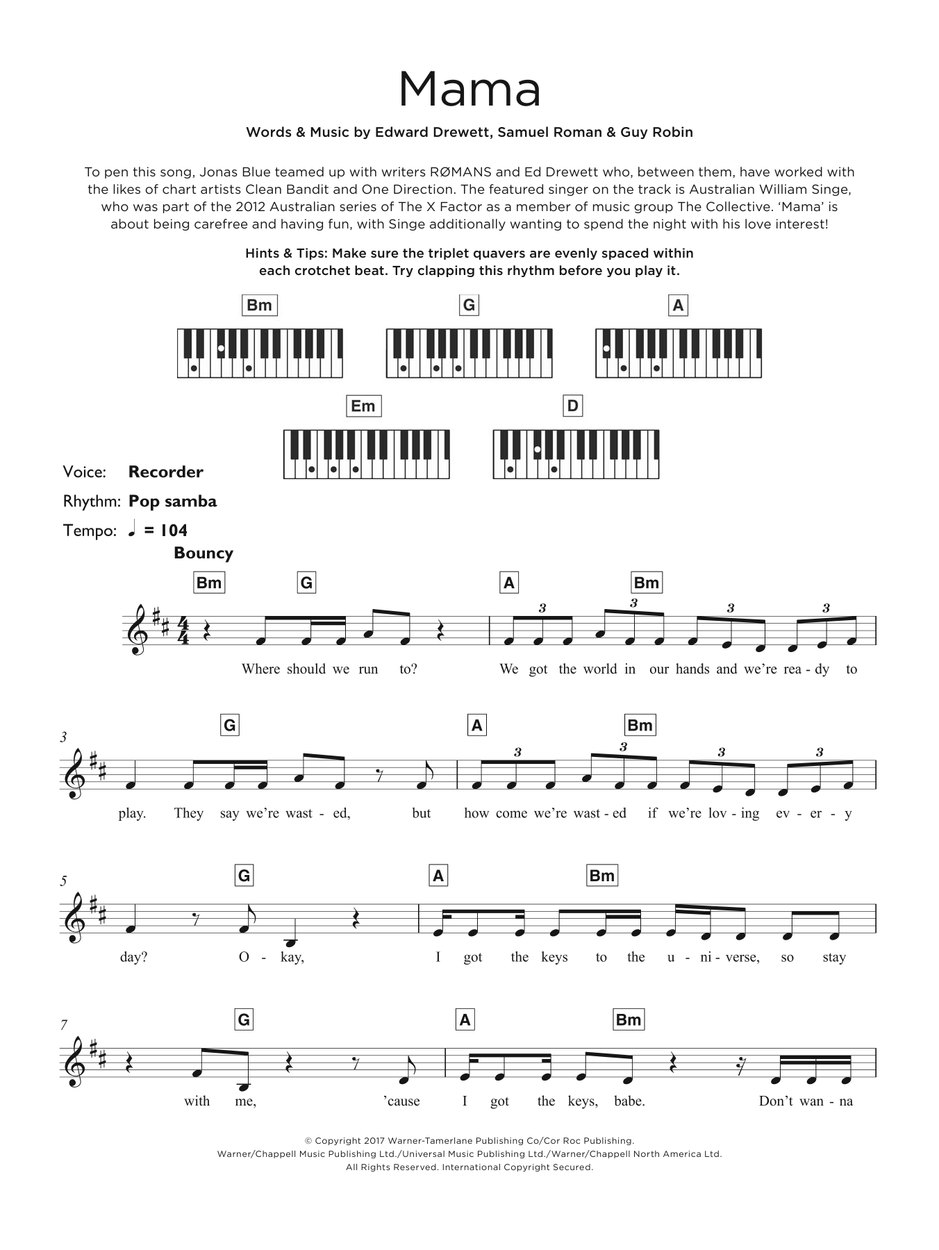 Mama Featuring William Singe Online Noten Von Jonas Blue William