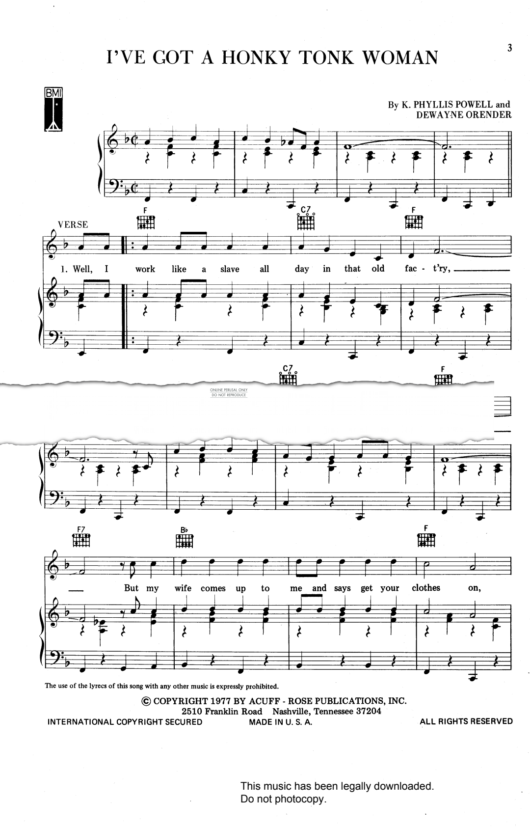 I've Got A Honky Tonk Woman (Dewayne Orender) | Noten: Gitarre, Klavier ...