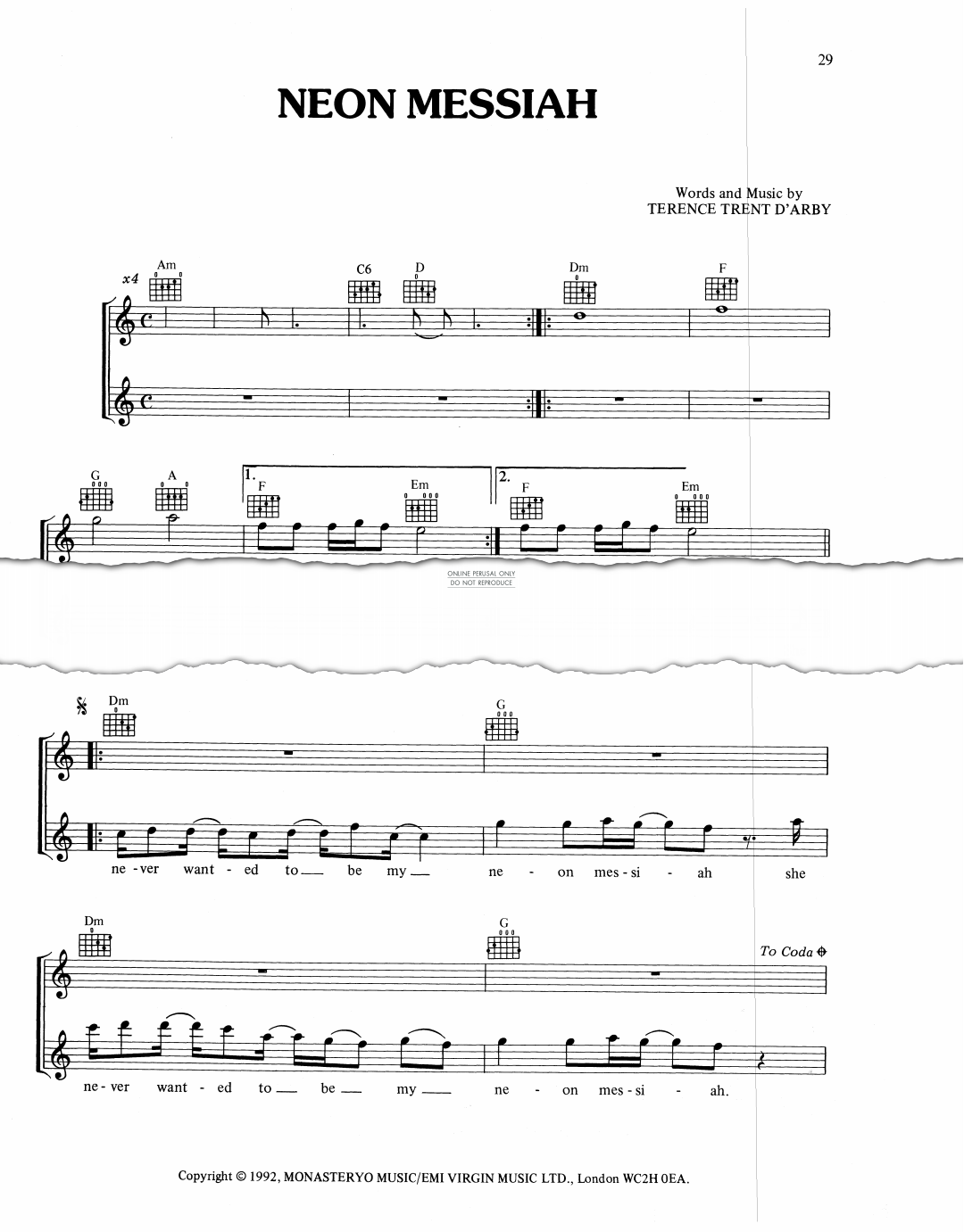 Neon Messiah - sheet music by Terence Trent D'Arby - fbd-40875 ...