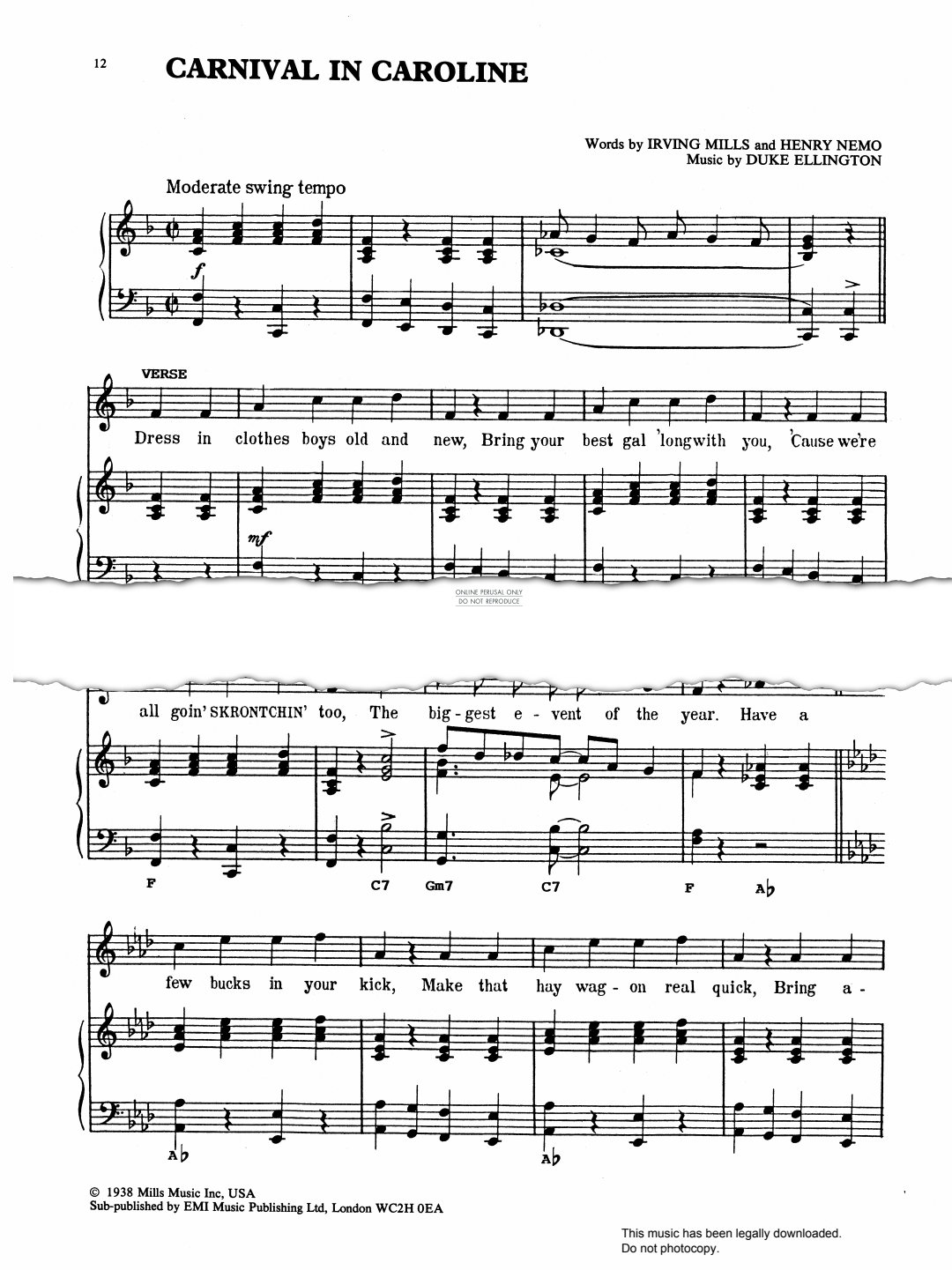 Carnival In Caroline - sheet music by Duke Ellington - fbd-23507 ...