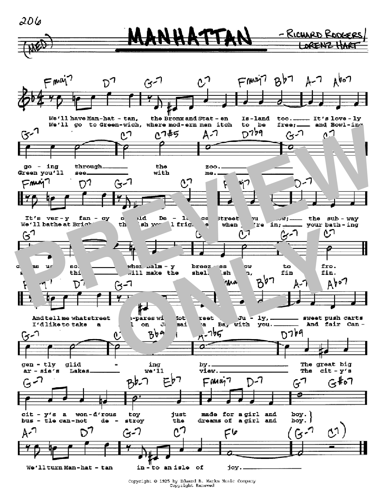 Manhattan (Rodgers & Hart) | Noten: Real Book – Melody, Lyrics & Chords ...