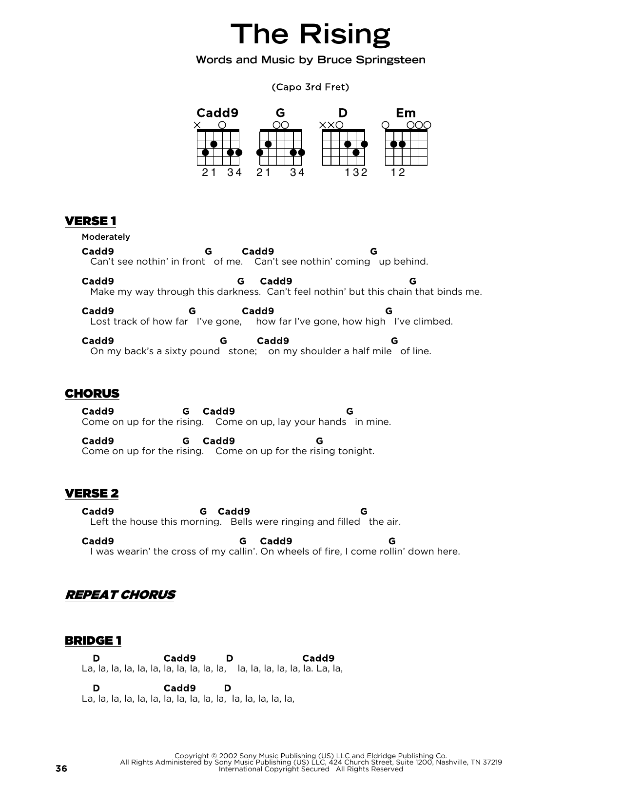 The Rising (Bruce Springsteen) | Sheet Music: Really Easy Guitar | PDF ...