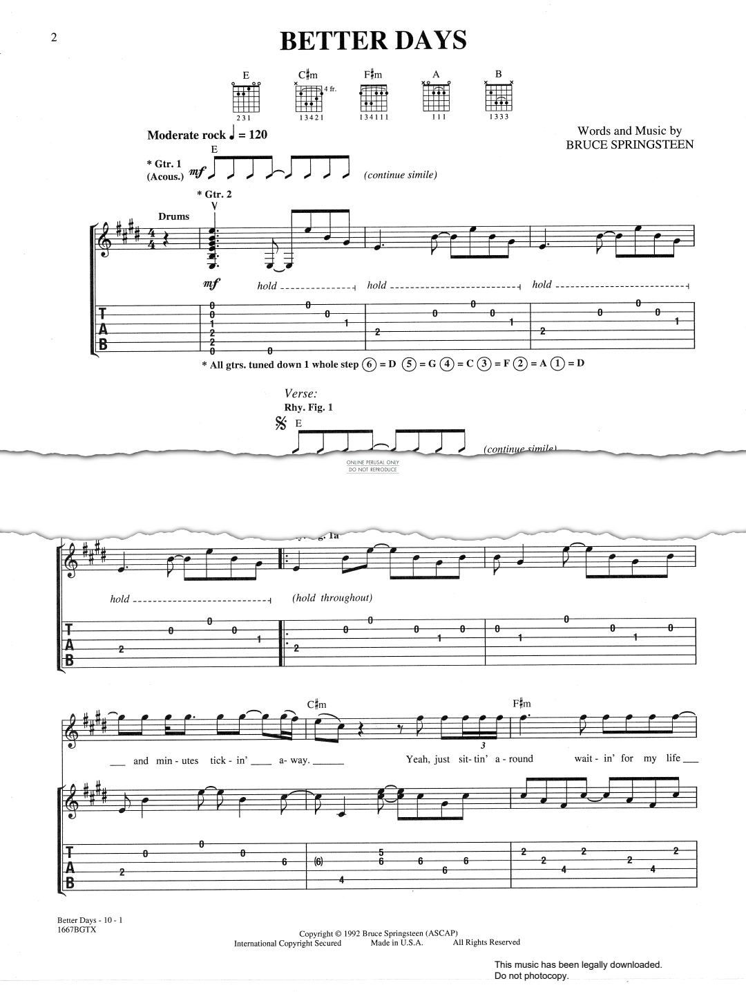 Better Days - sheet music by Bruce Springsteen - fbd-43385 | notendownload