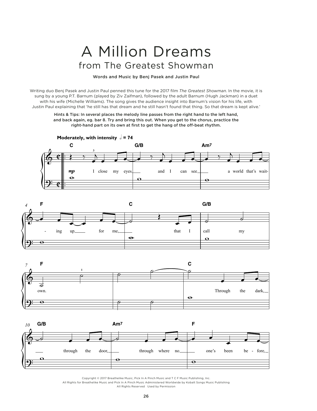 A Million Dreams (from The Greatest Showman) - Online Noten von Pasek ...