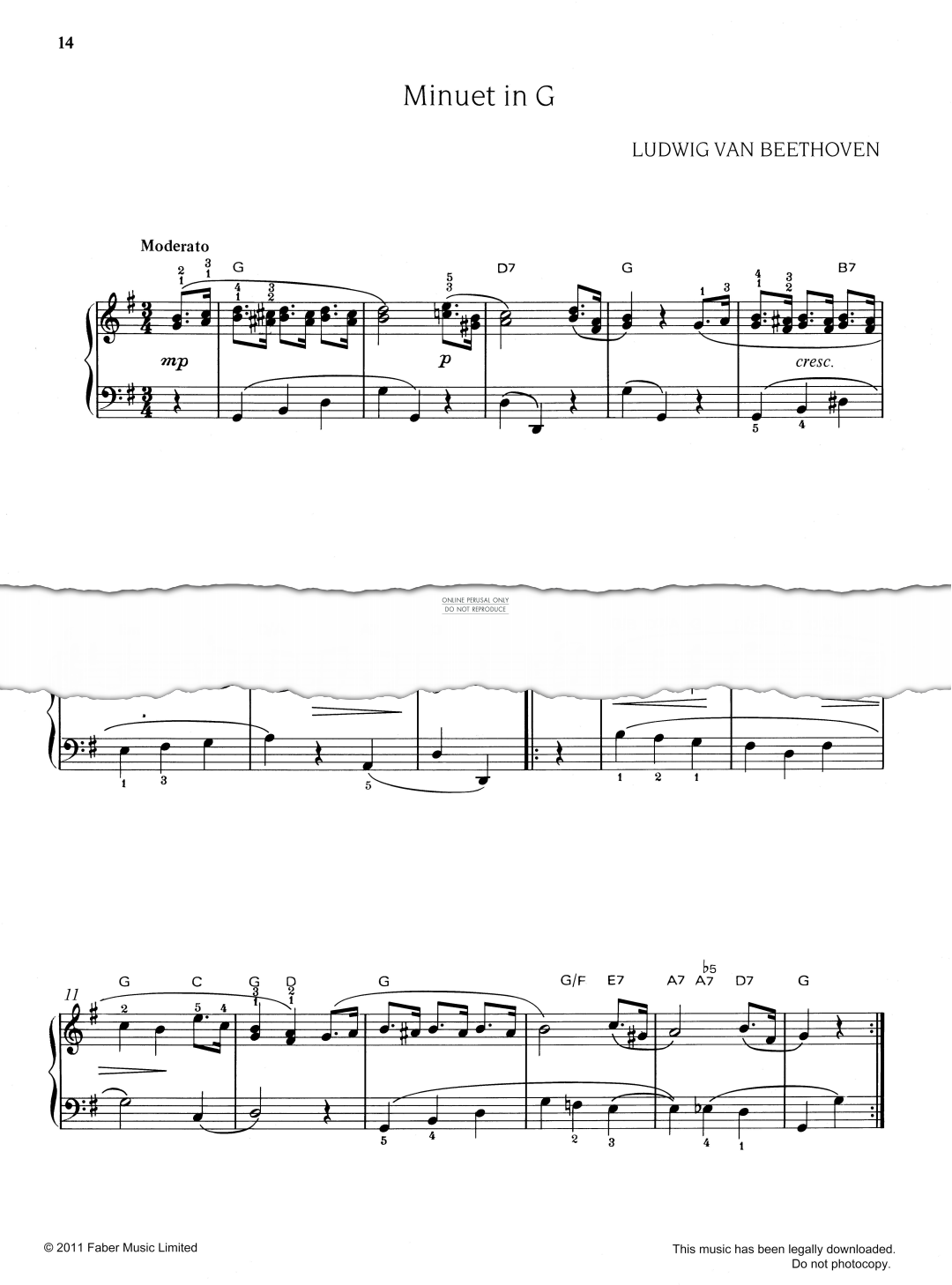 Minuet in G - sheet music by Ludwig van Beethoven - fbd-10272 | notendownload