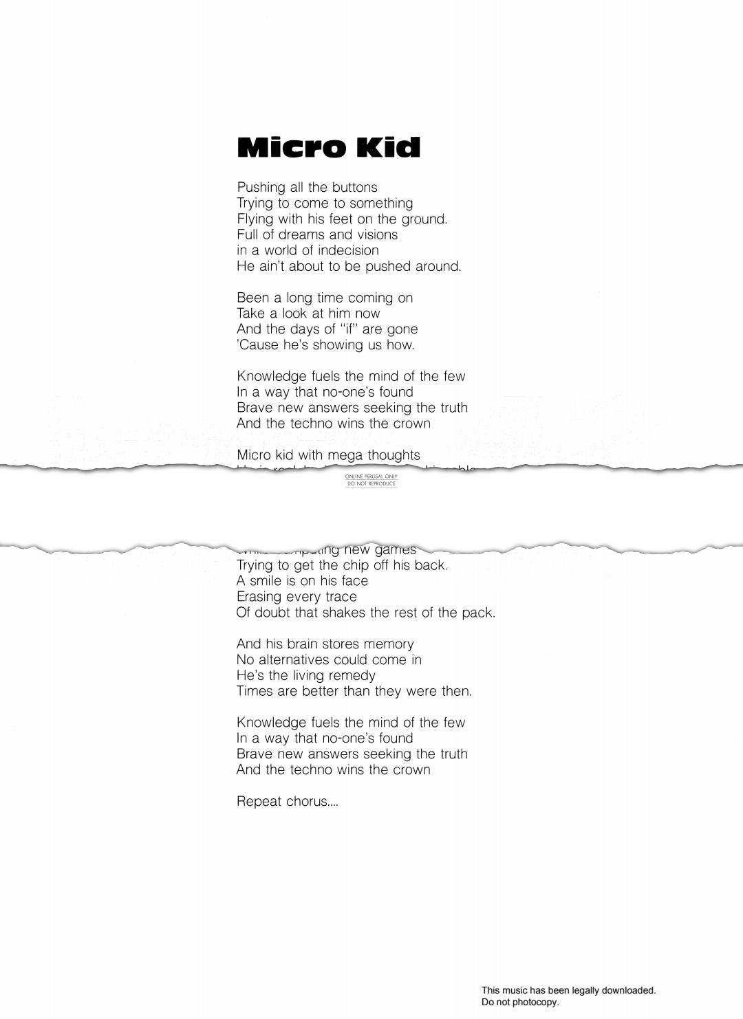 The Micro Kid - sheet music by Level 42 - fbd-37775 | notendownload