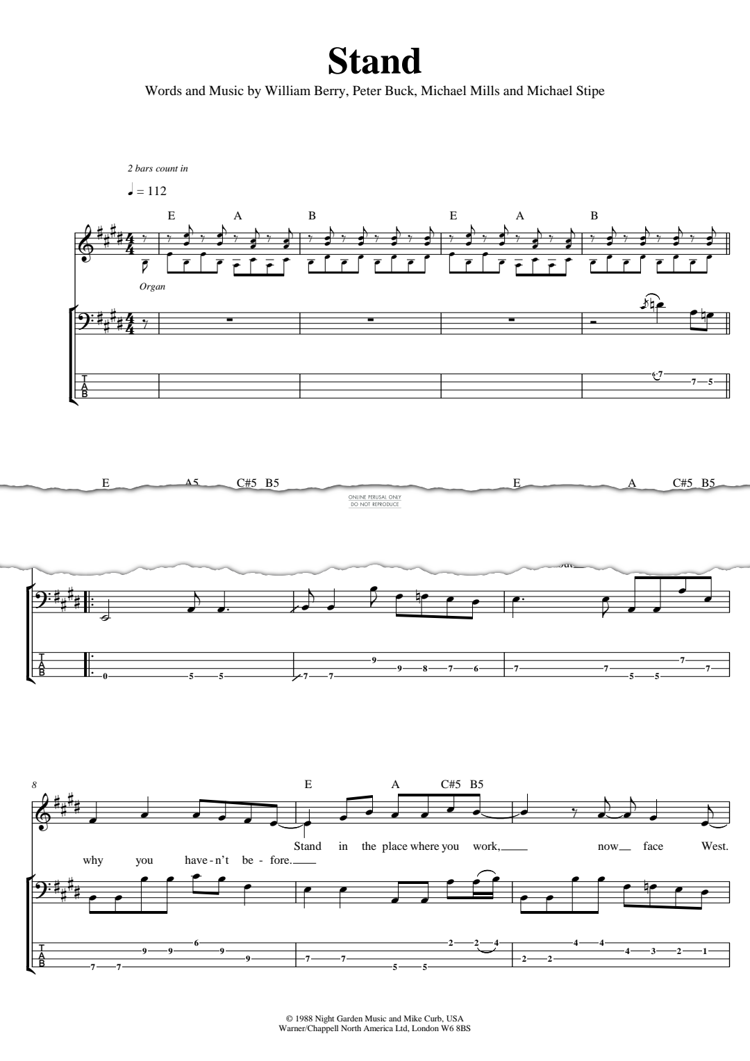 Stand - sheet music by R.E.M. - fbd-674 | notendownload