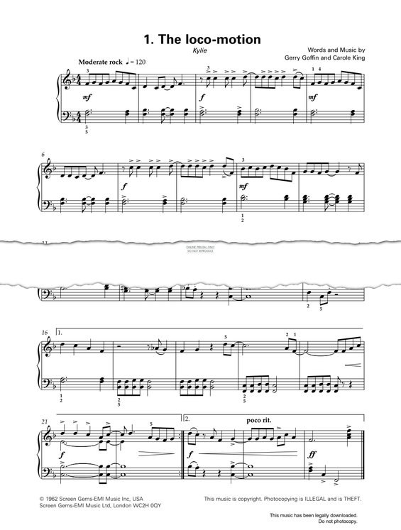 The Loco-Motion - sheet music by Kylie Minogue - fbd-53038 | notendownload