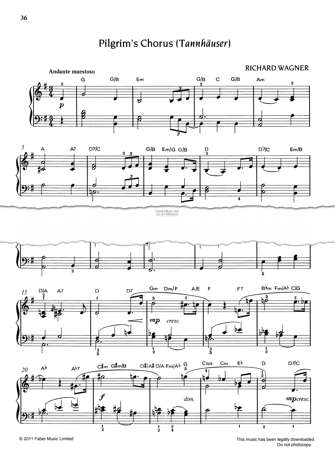 Pilgrim's Chorus (from Tannhauser) - sheet music by Richard Wagner - fbd-9937 | notendownload