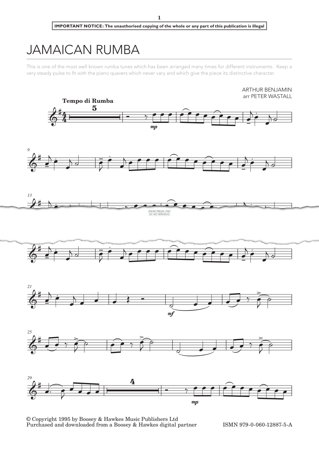 Jamaican Rumba (Arthur Benjamin) | Sheet Music: Piano, Trumpet | PDF ...
