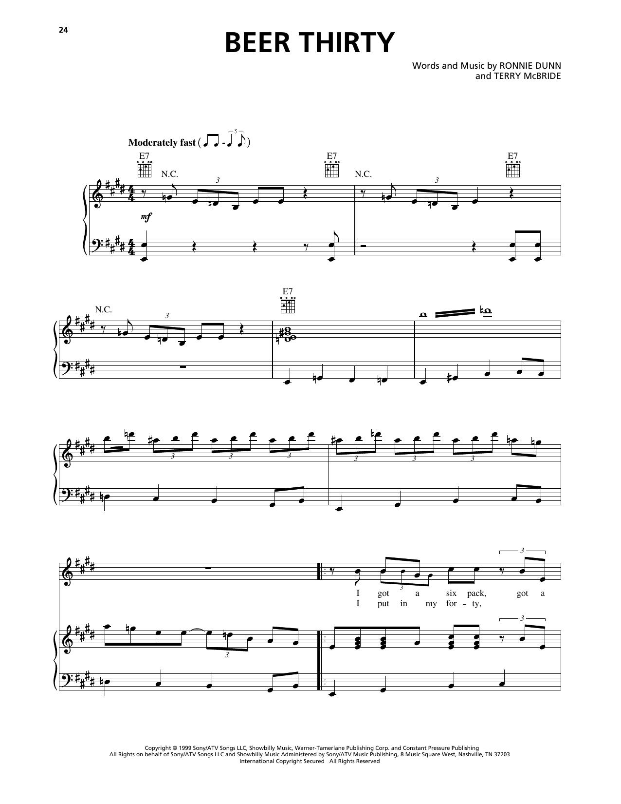 Beer Thirty (Brooks & Dunn) | Sheet Music: Piano, Vocal & Guitar Chords ...