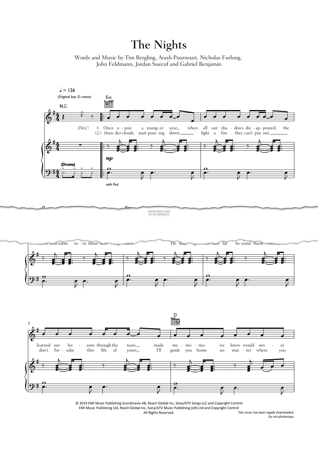 The Nights (Avicii) | Sheet Music: Guitar, Piano, Voice | PDF Download