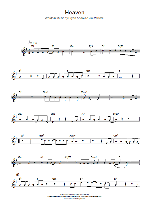 Heaven - sheet music by Bryan Adams - smd-101909 | notendownload