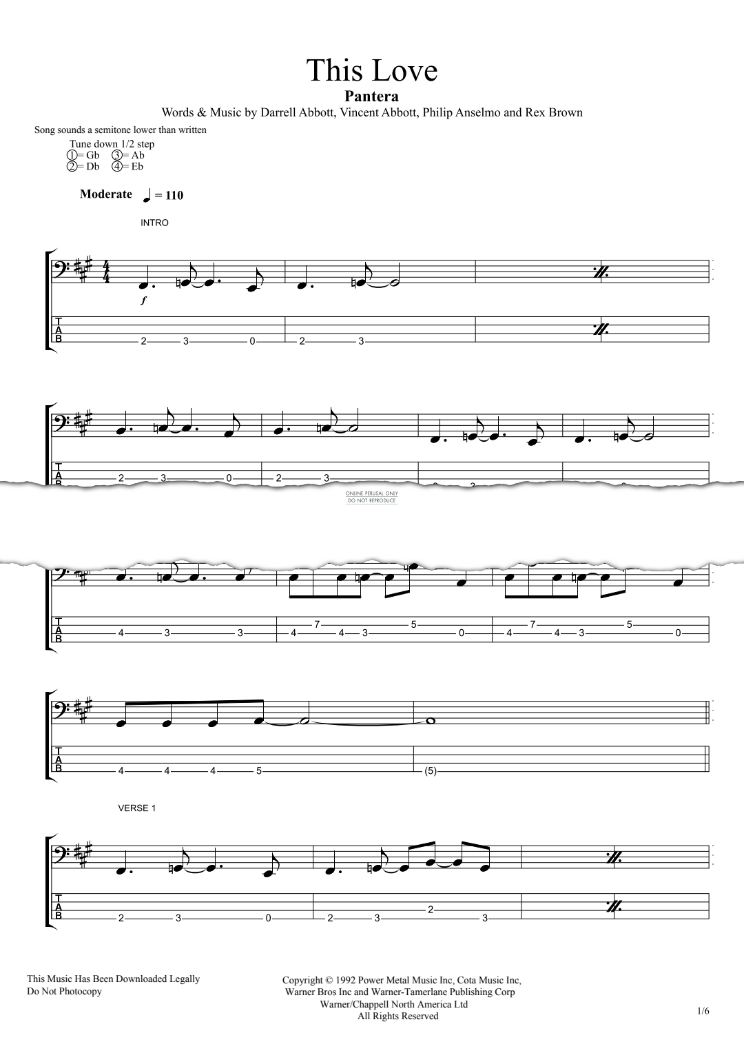 This Love - sheet music by Pantera - fbd-11504 | notendownload