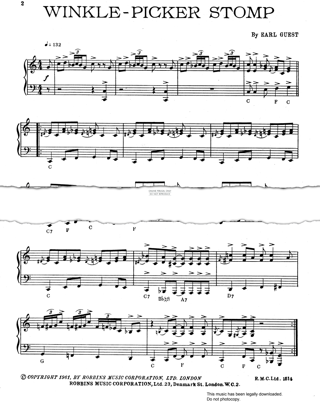 Winkle-Picker Stomp - sheet music by Earl Guest - fbd-30633 | notendownload