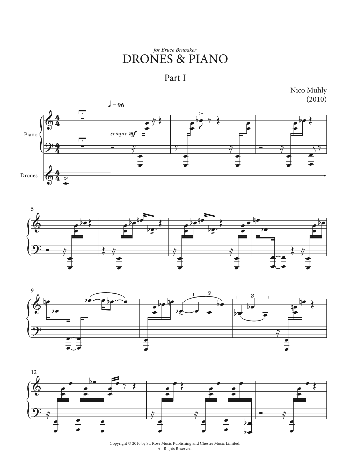 Drones And Piano - sheet music by Nico Muhly - smd-120981 | notendownload