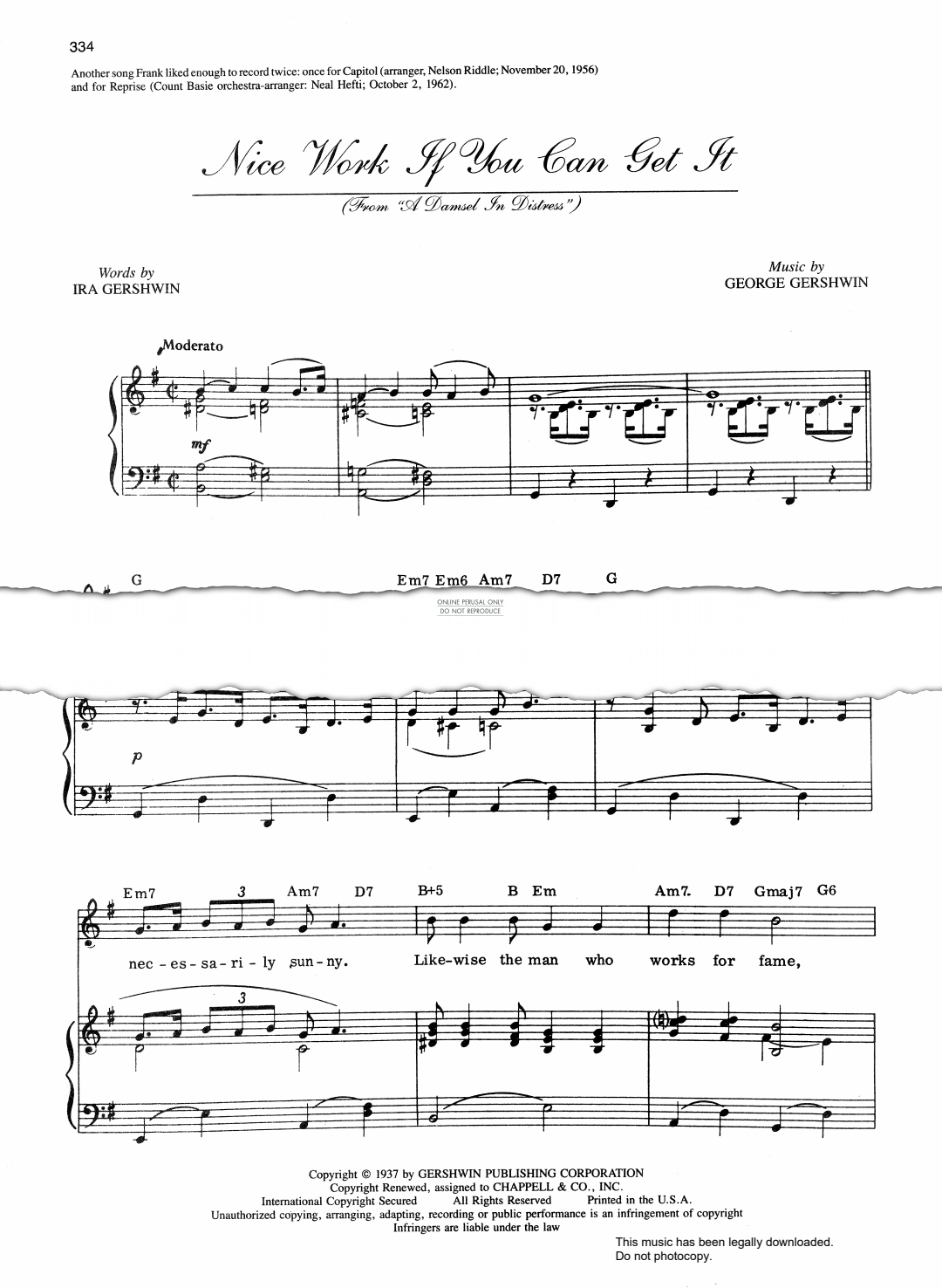 Nice Work If You Can Get It - sheet music by Frank Sinatra - fbd-38165 ...
