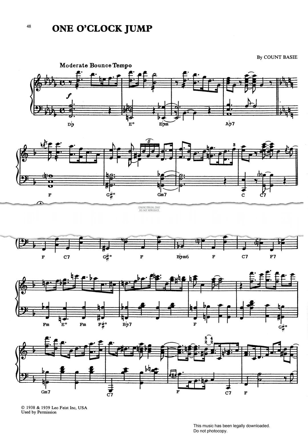 One O'Clock Jump (Count Basie) | Sheet Music: Piano | PDF Download