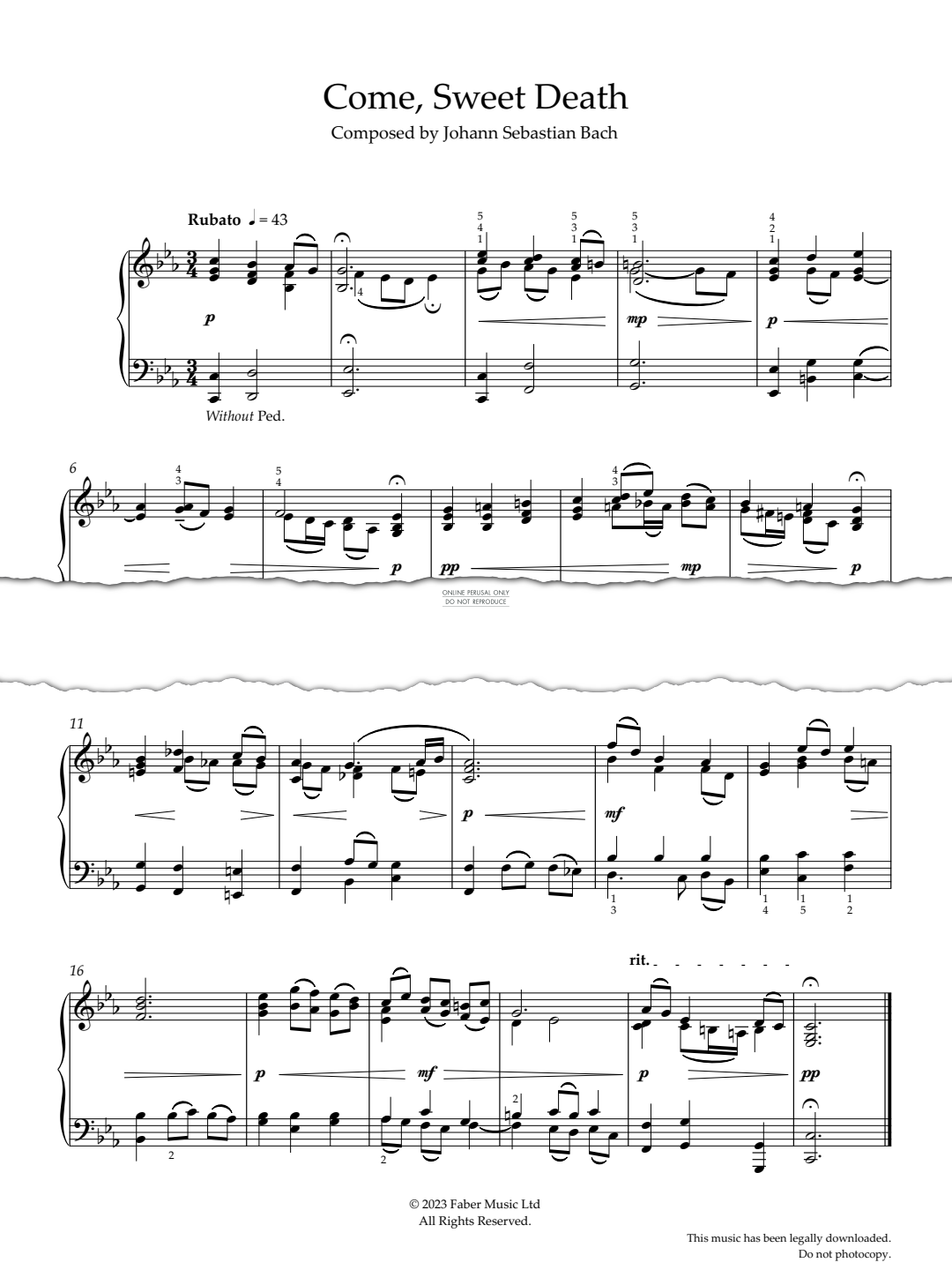 Come, Sweet Death (Johann Sebastian Bach) | Sheet Music: Piano | PDF ...