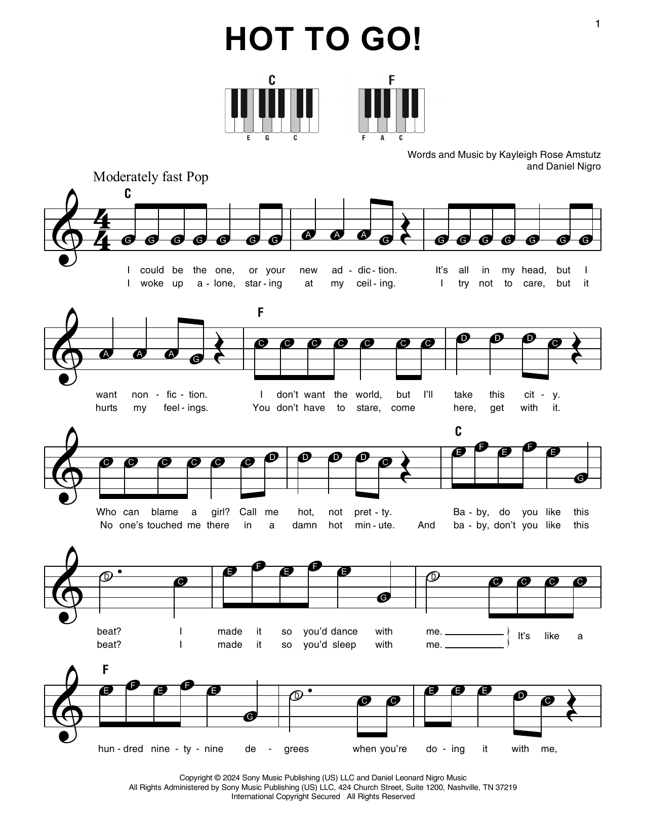 HOT TO GO! - sheet music by Chappell Roan - smd-1614109 | notendownload