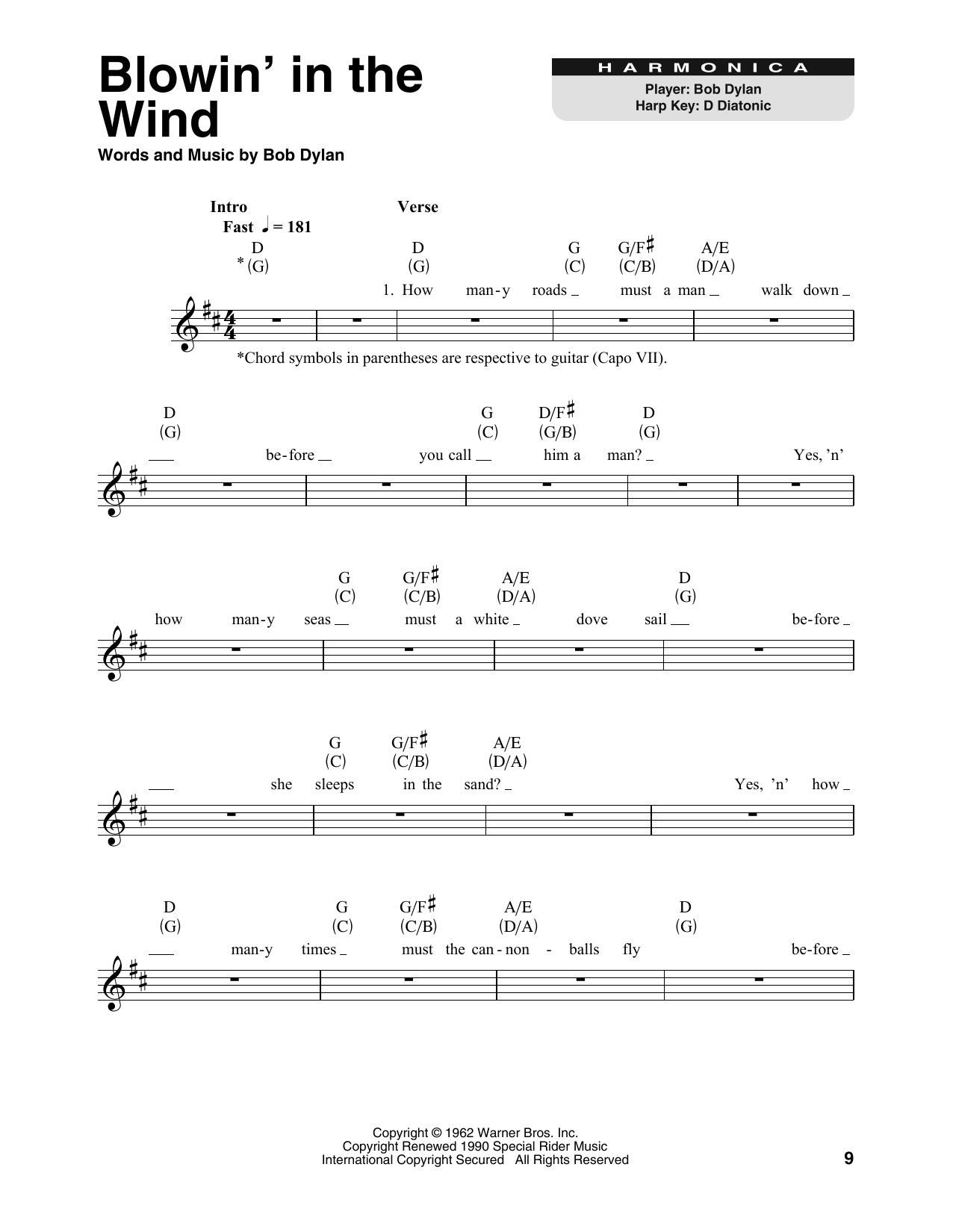 Blowin' In The Wind - Online Noten von Bob Dylan - smd-1412506 ...