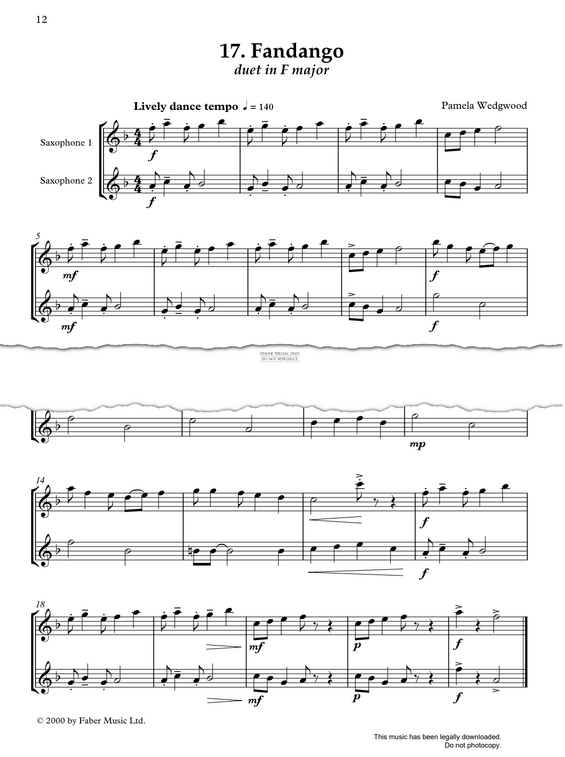 Fandango (Pam Wedgwood) | Sheet Music: Alto Saxophone | PDF Download
