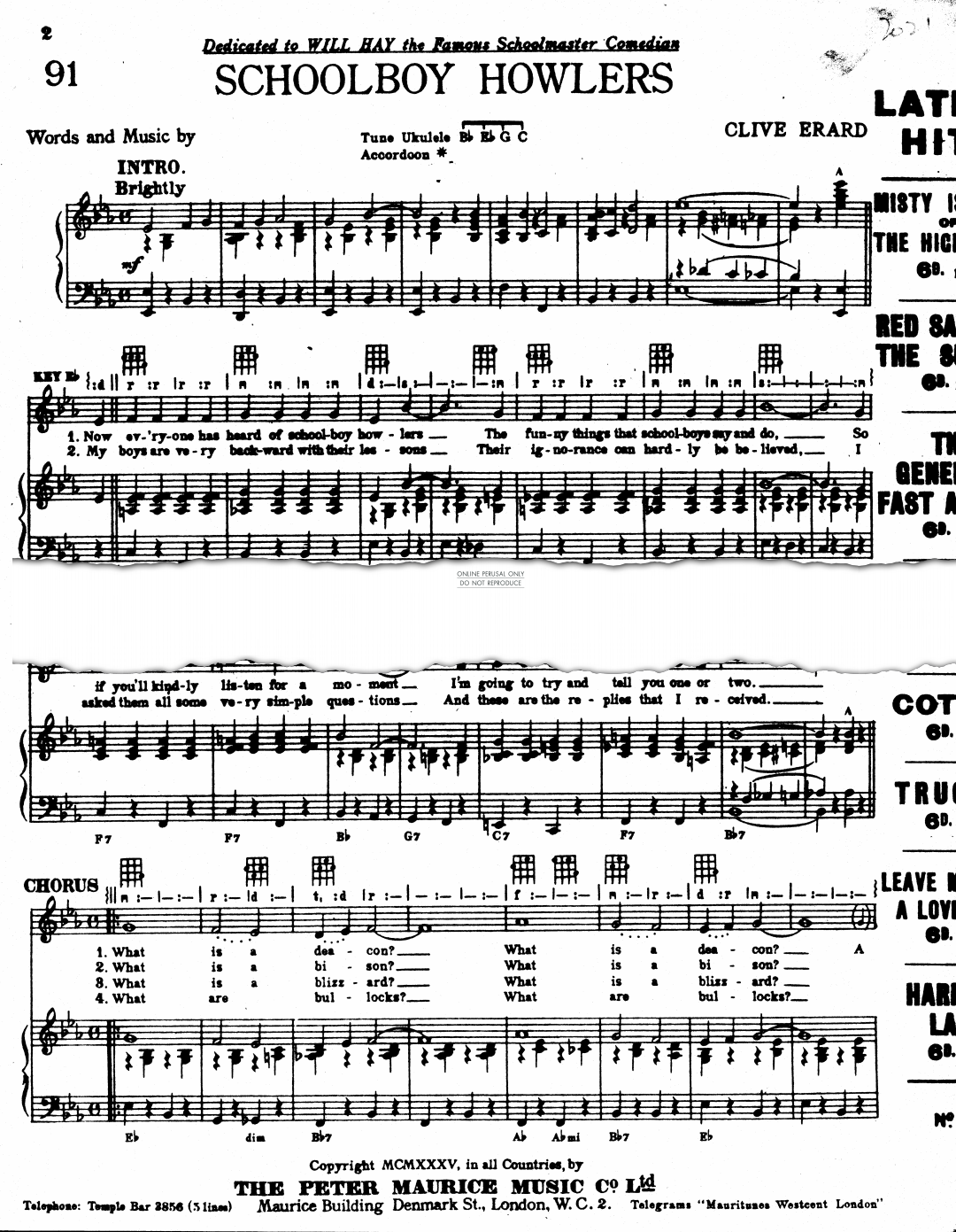 Schoolboy Howlers (Clive Erard) | Sheet Music: Guitar, Piano, Voice ...