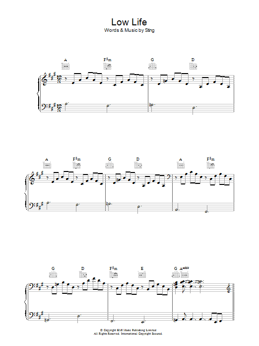 Low Life (The Police) | Sheet Music: Piano, Vocal & Guitar Chords | PDF ...