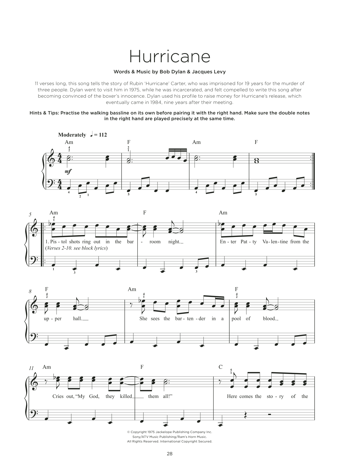 Hurricane - sheet music by Bob Dylan - smd-1558814 | notendownload