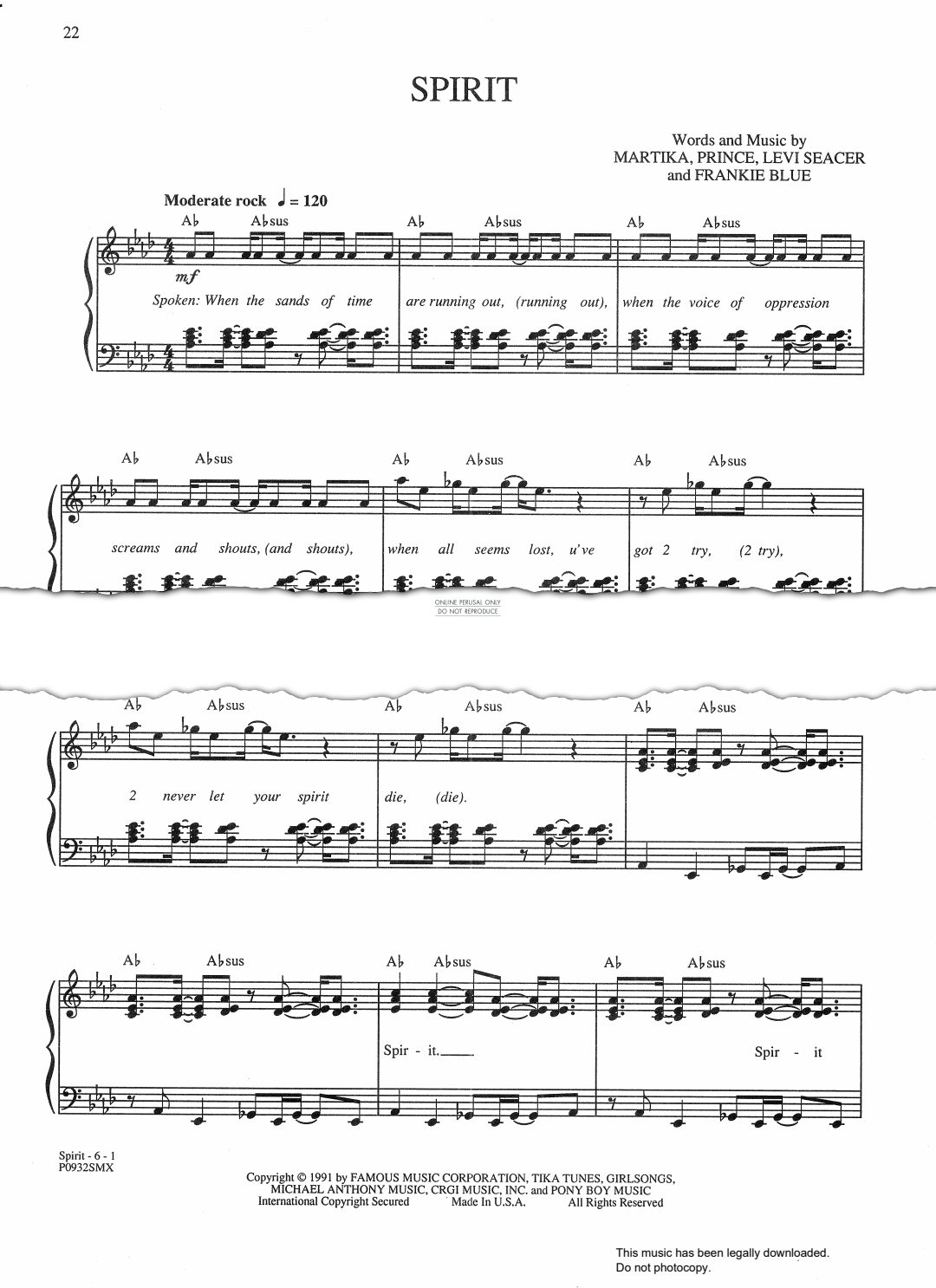 Spirit - sheet music by Martika - fbd-47312 | notendownload