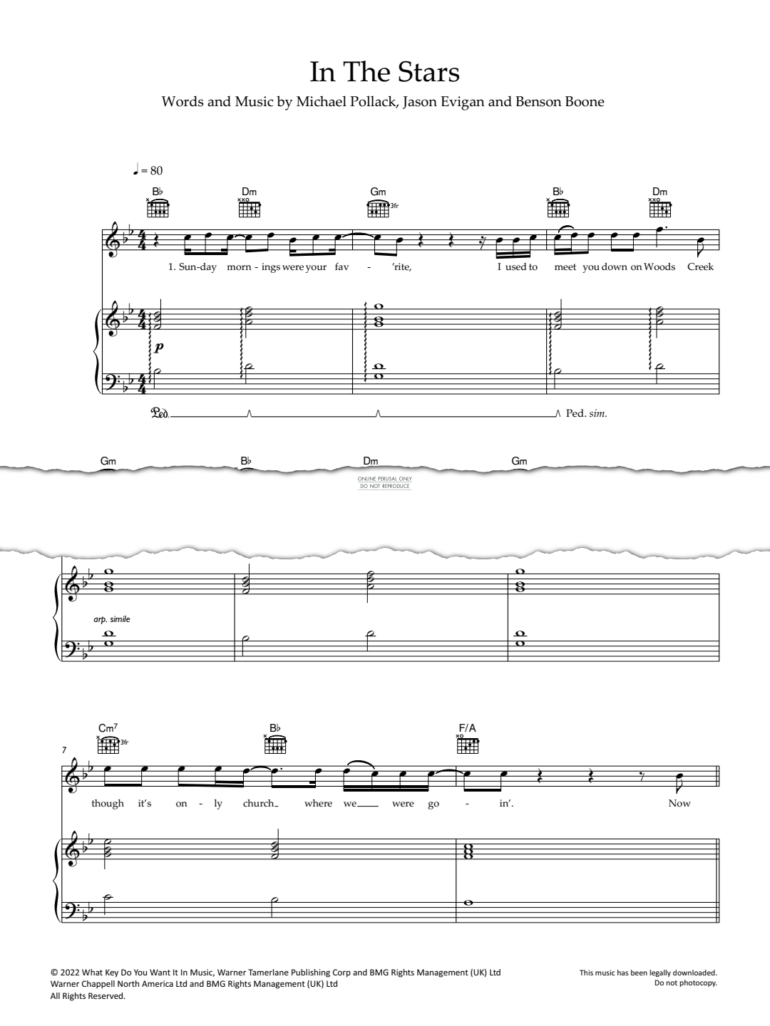 In The Stars (Benson Boone) | Noten: Gitarre, Klavier, Gesang | PDF ...