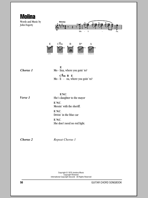 Molina - sheet music by Creedence Clearwater Revival - smd-81611 ...