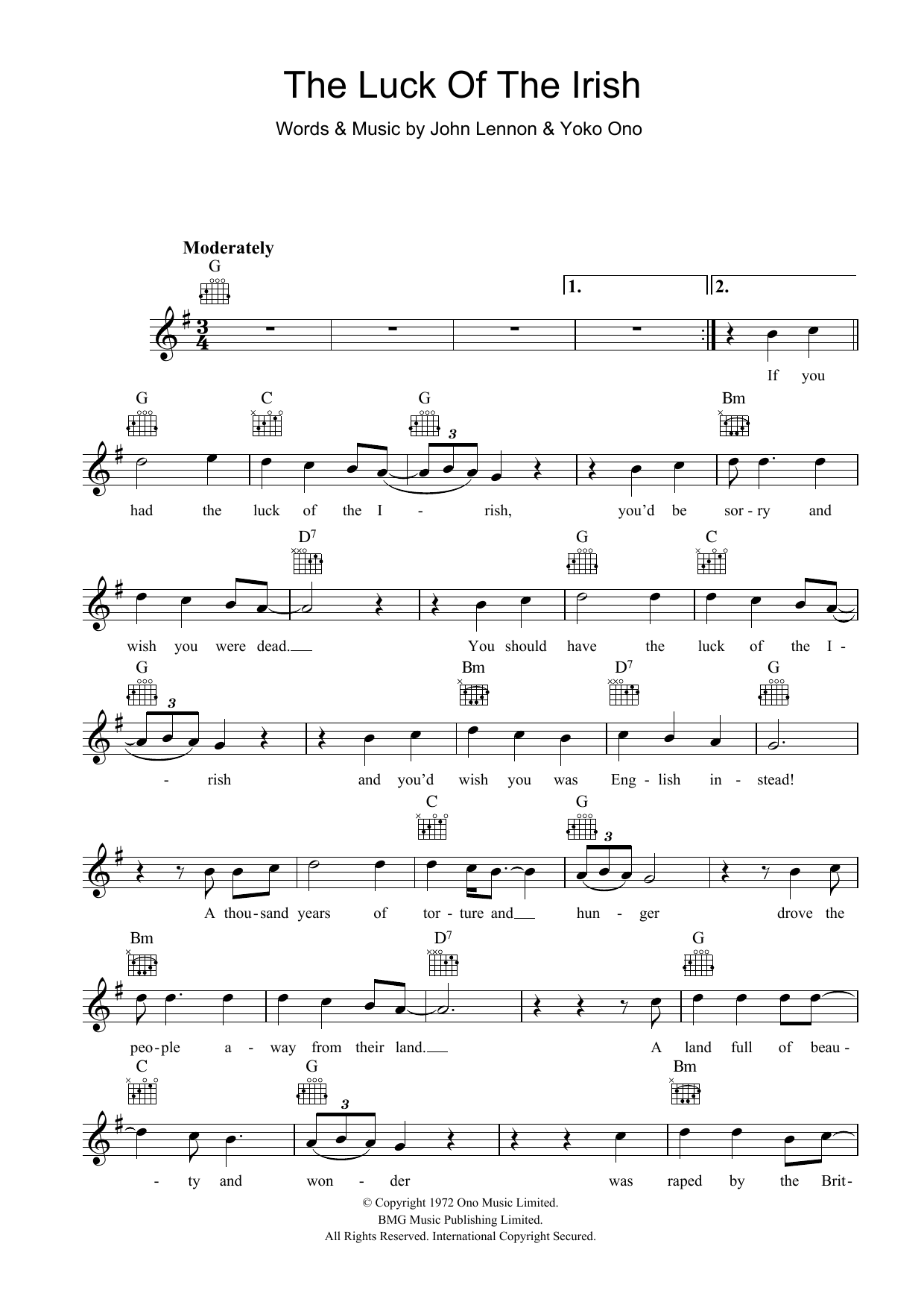 The Luck Of The Irish - sheet music by John Lennon - smd-112988 ...