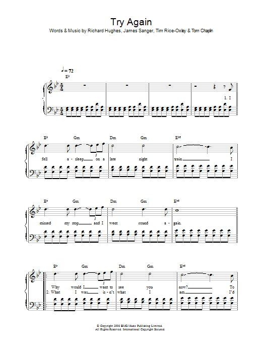 Try Again - sheet music by Keane - smd-36545 | notendownload