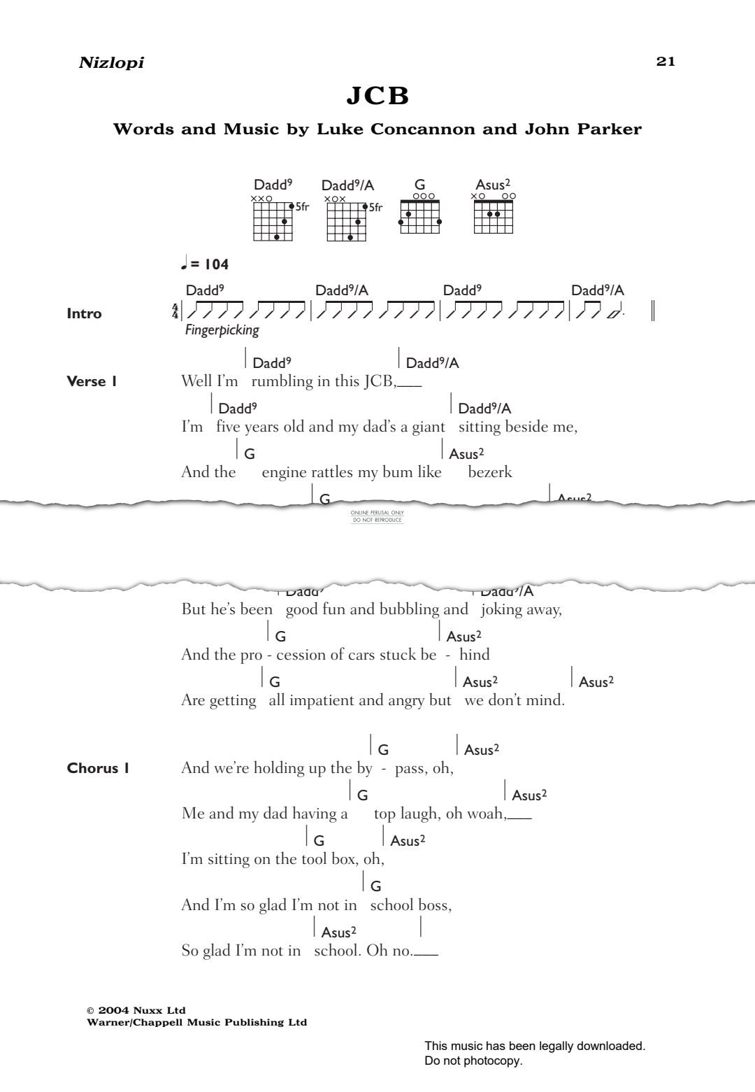 JCB Song - Noten von Nizlopi - fbd-46573 | notendownload