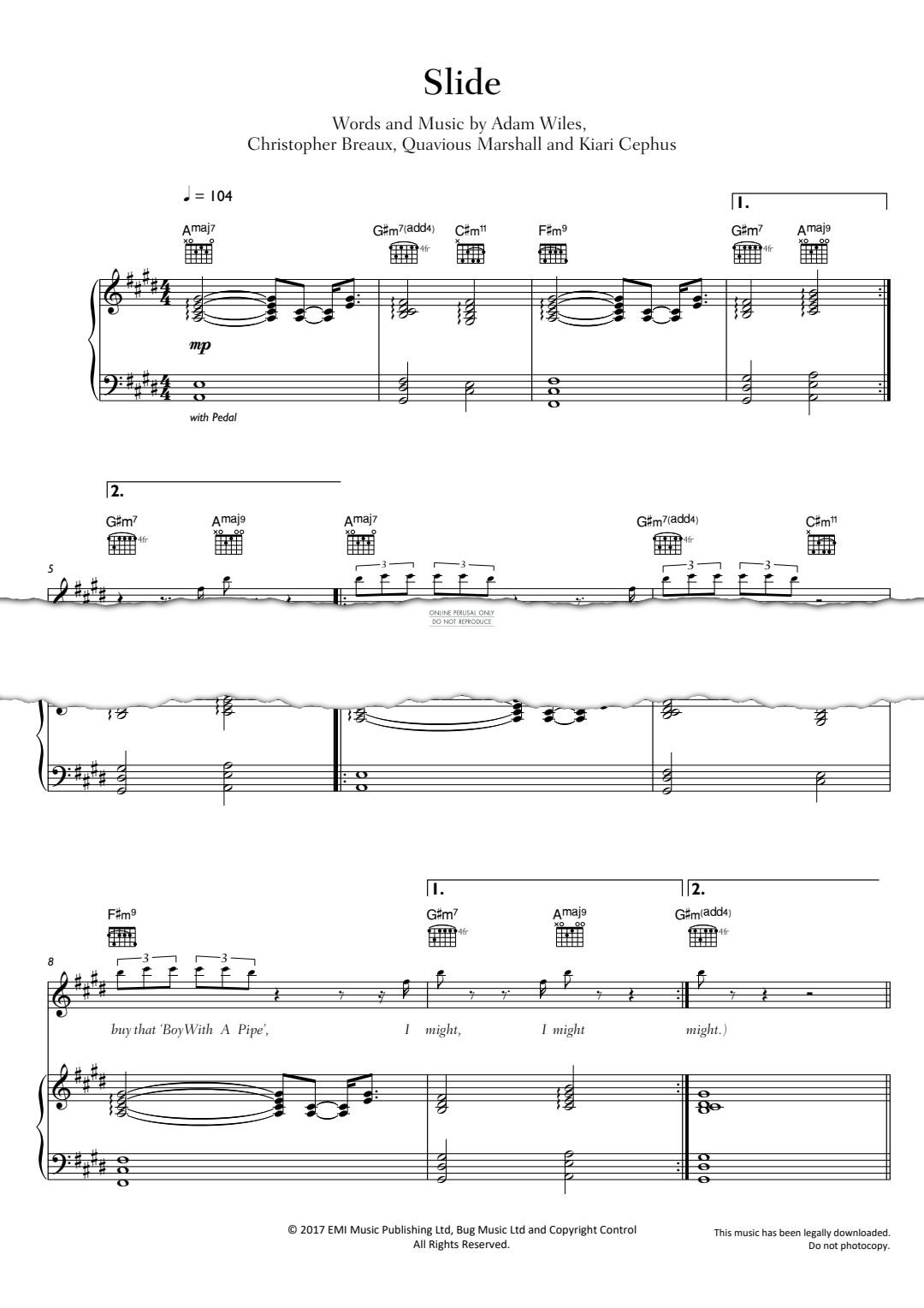 Slide - sheet music by Calvin Harris - fbd-31807 | notendownload