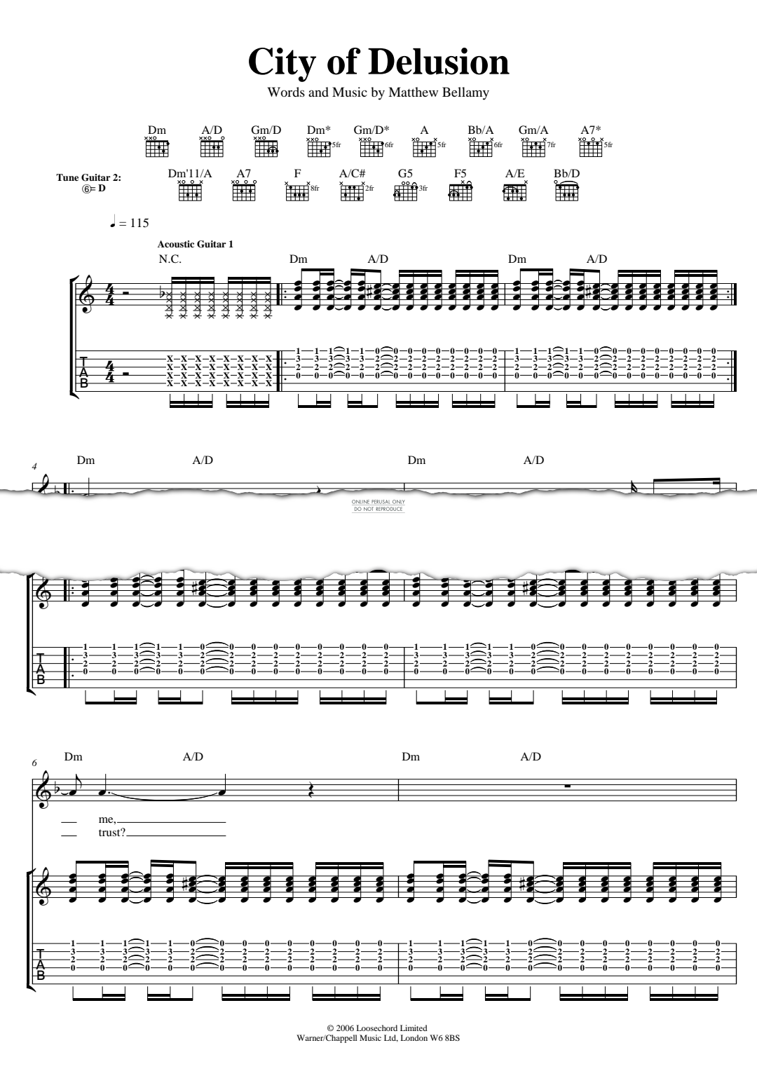 City Of Delusion (Muse) | Sheet Music: Guitar, Voice | PDF Download