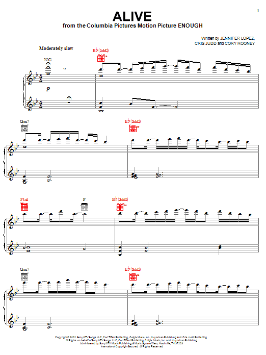 Alive - sheet music by Jennifer Lopez - smd-20471 | notendownload