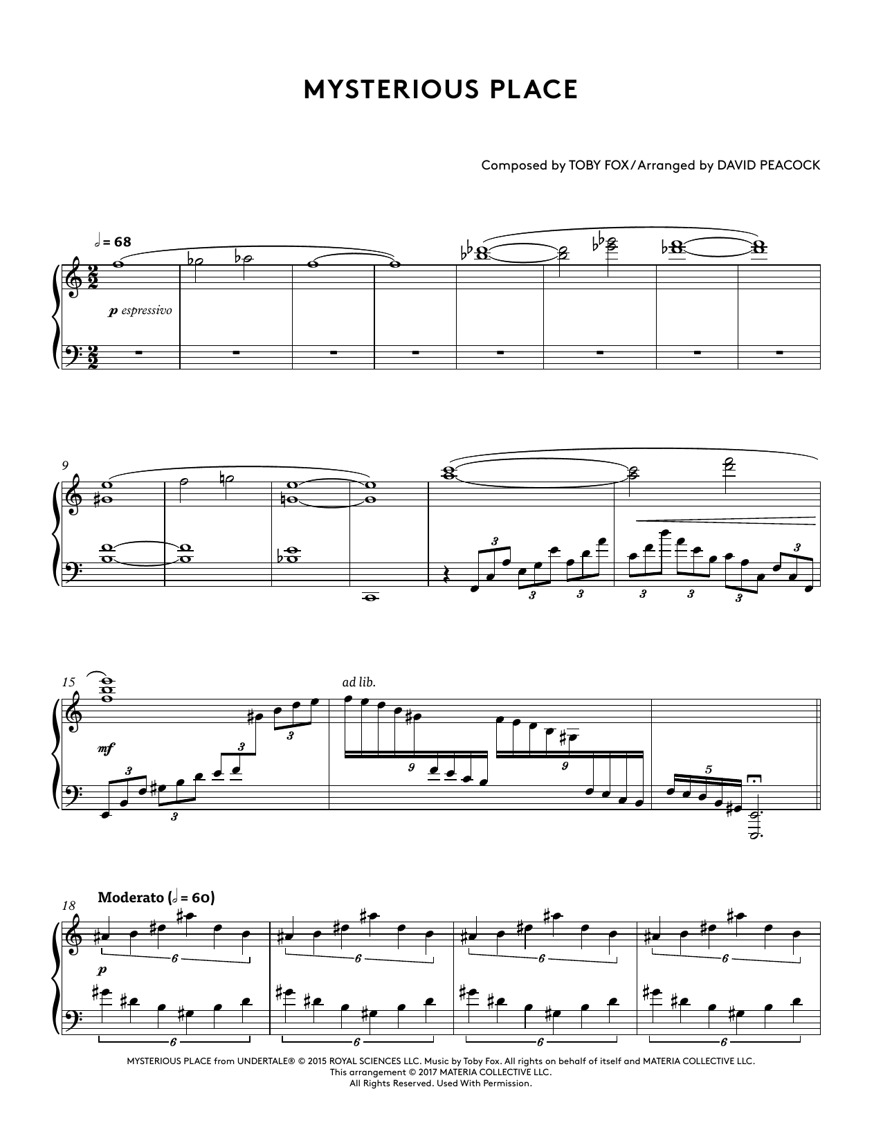 Mysterious Place (from Undertale Piano Collections 2) (arr. David Peacock) - Online Noten von ...