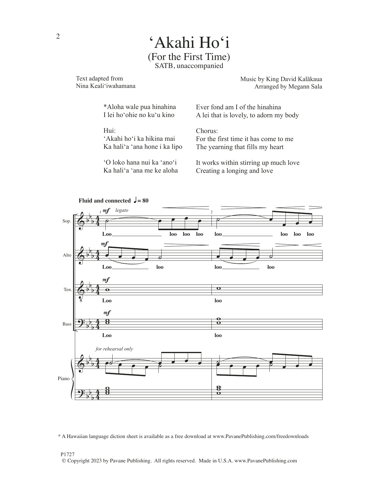 Akahi Ho'i (For The First Time) (Megann Sala) | Noten: SATB-Chor | PDF ...