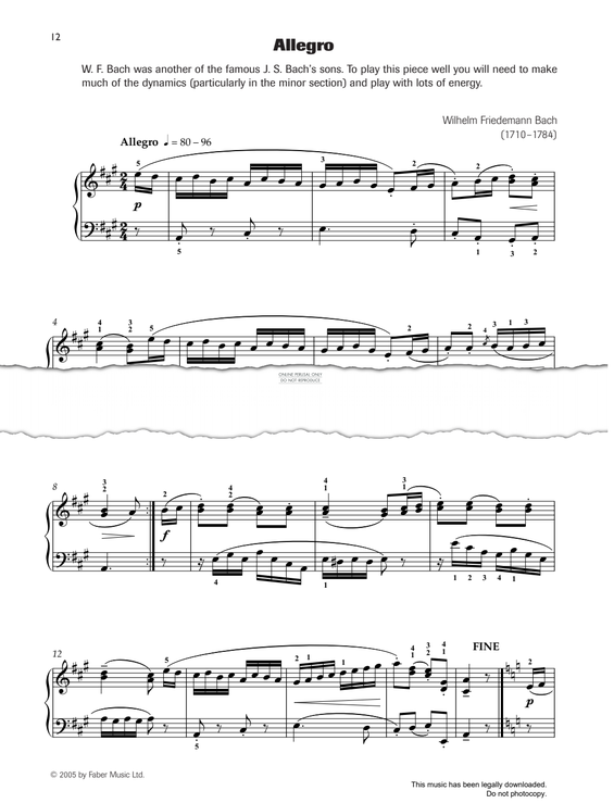 Allegro - Noten von Wilhelm Friedemann Bach - fbd-50251 | notendownload