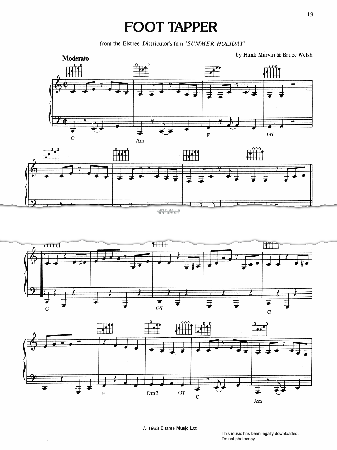 Foot Tapper (from 'Summer Holiday') - Noten von The Shadows - fbd-37842 ...