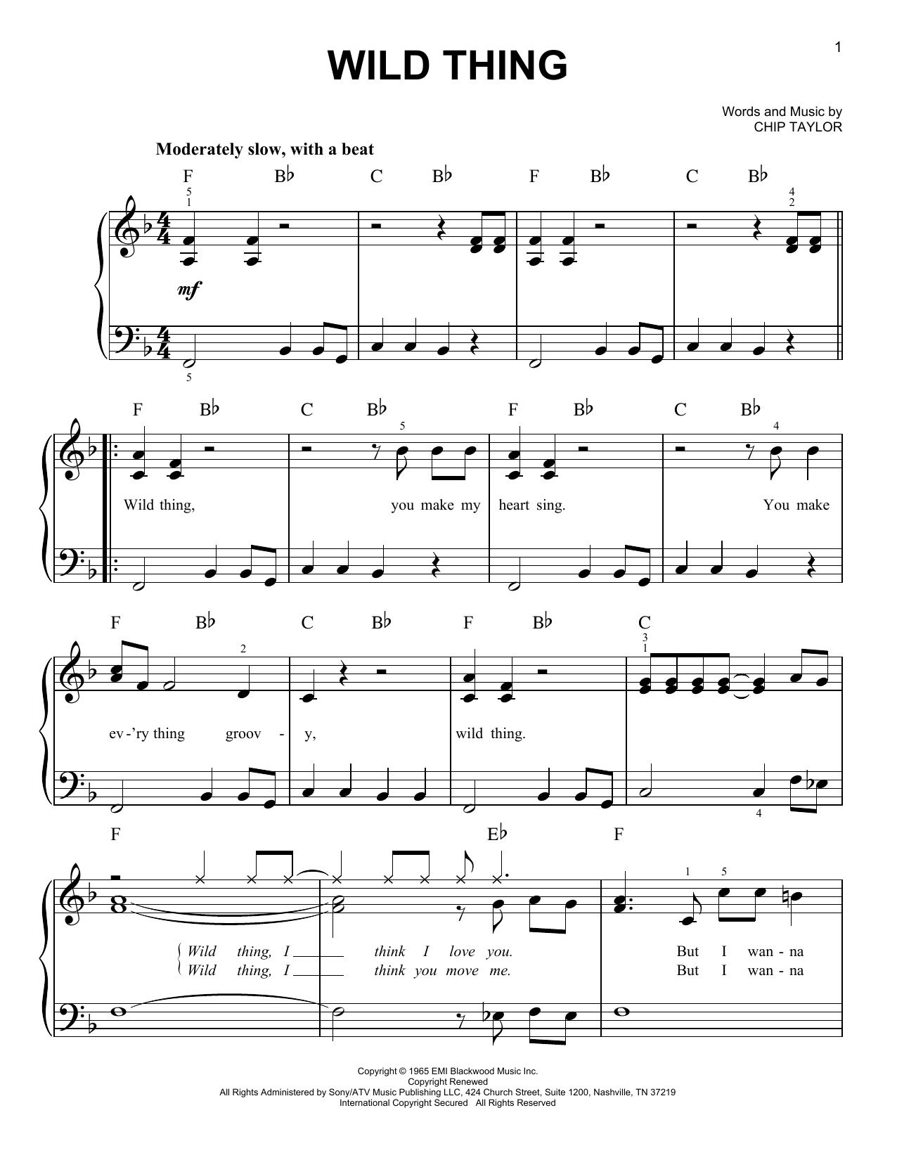 Wild Thing - sheet music by The Troggs - smd-161012 | notendownload